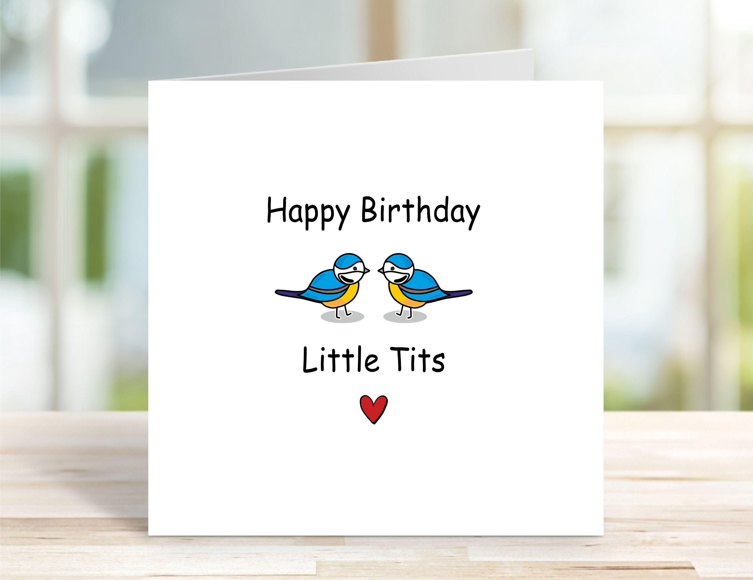 Rude and Funny Birthday Card, Happy Birthday Little Tits, Cheeky Blue ...