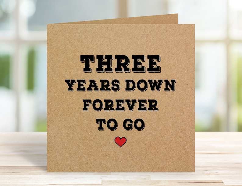 3rd Anniversary Card, Three Years Anniversary Card, 3 Years Married ...