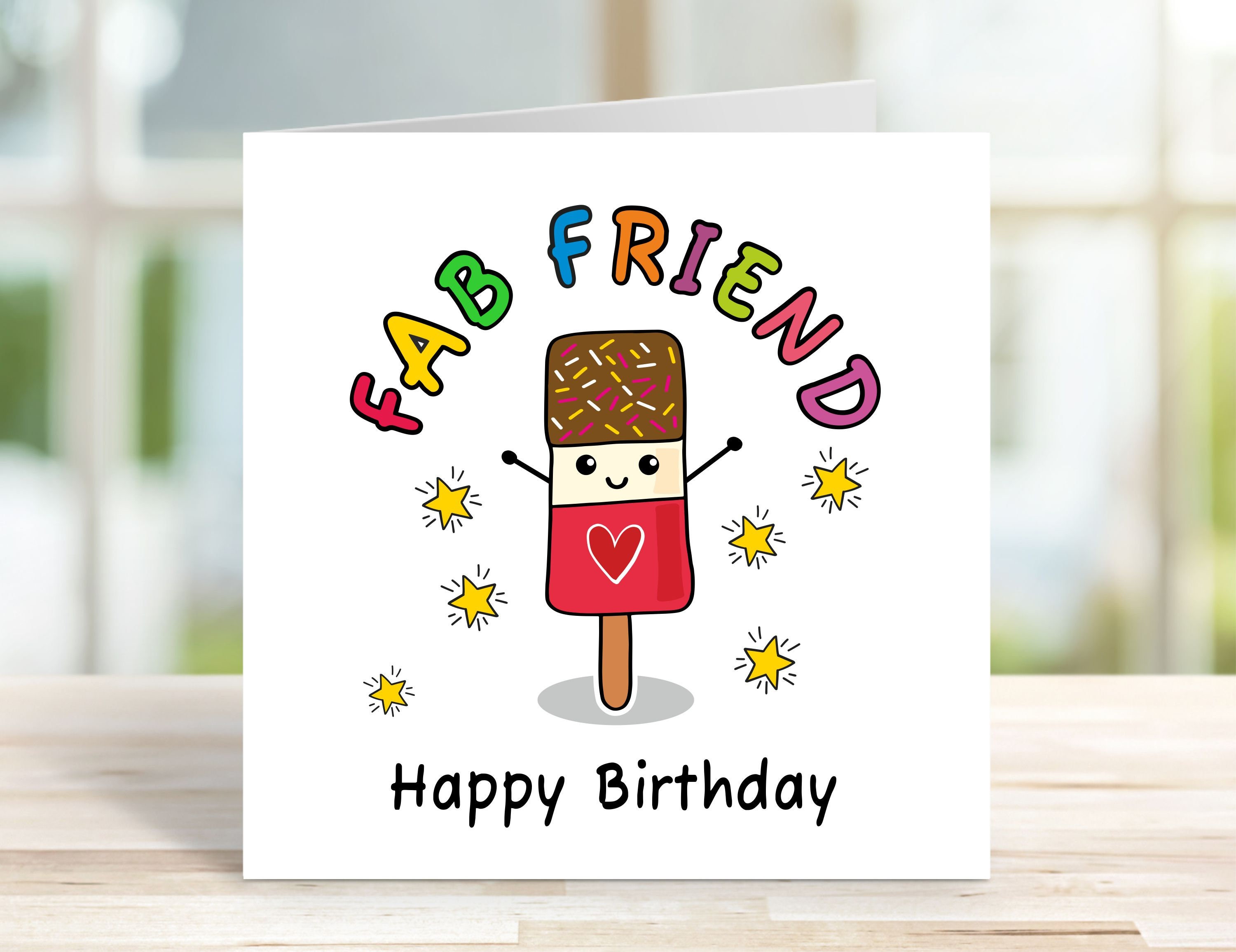 Fab Friend Birthday Card, Happy Birthday Card, Funny Retro Fab Lolly ...