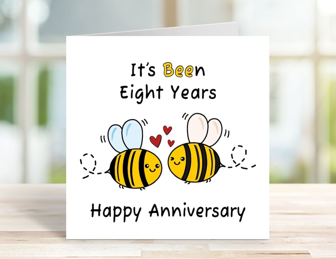 8 Year Anniversary Card, 8th Anniversary Card, Funny Card Cute Bumble ...