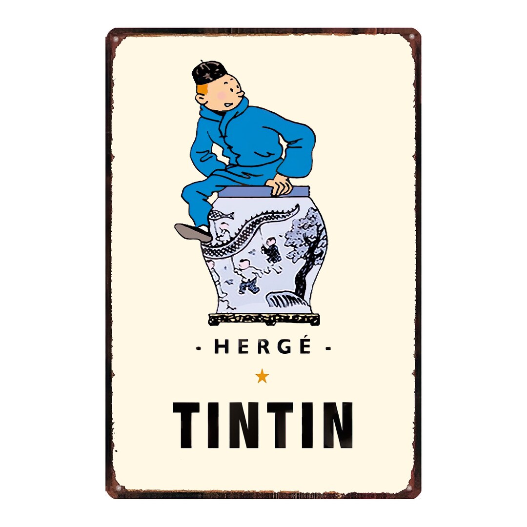 Vintage Style Metal Sign TINTIN and the Blue Lotus Hergé - Etsy