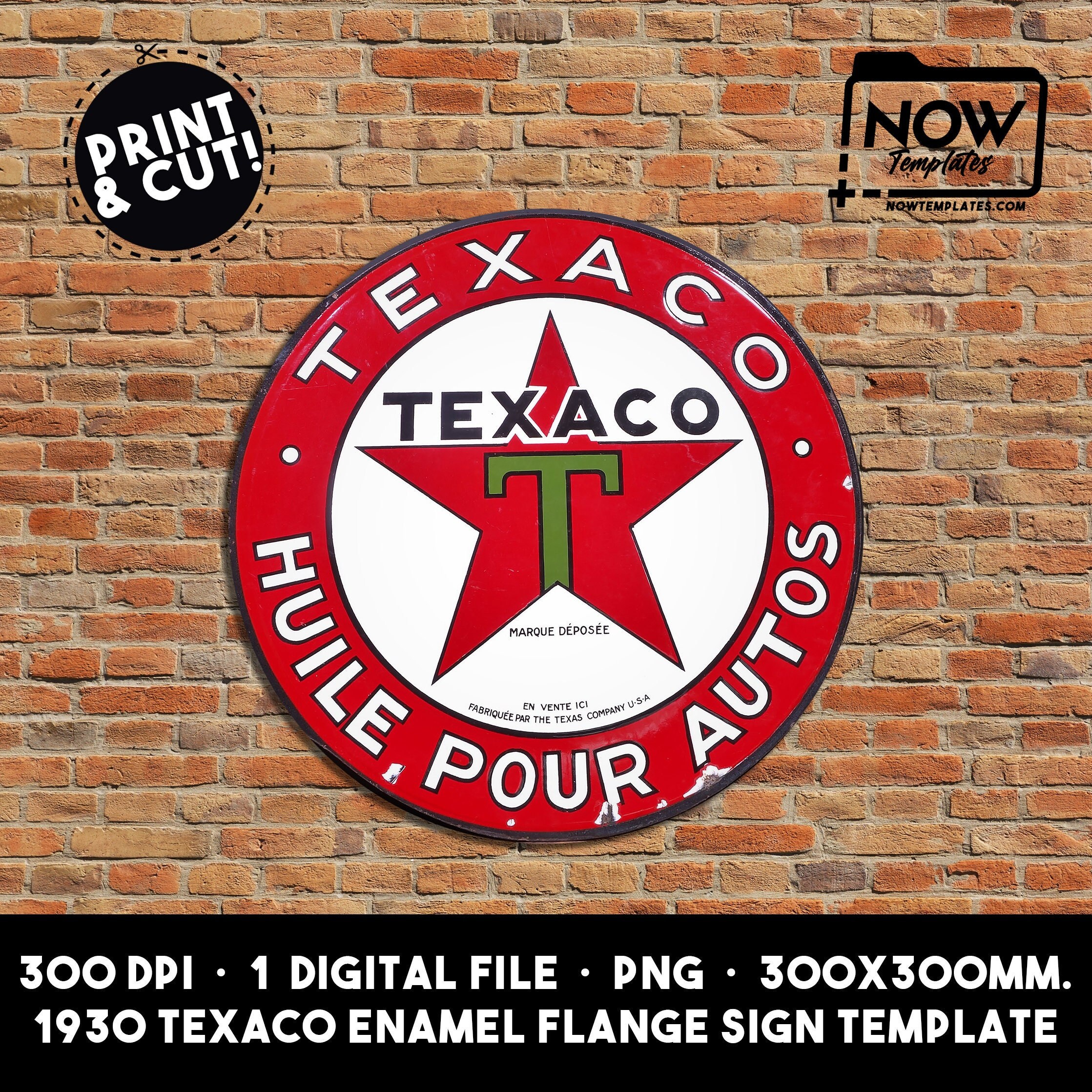 1930s Texaco Enamel Flange Sign 300x300mm. - Etsy