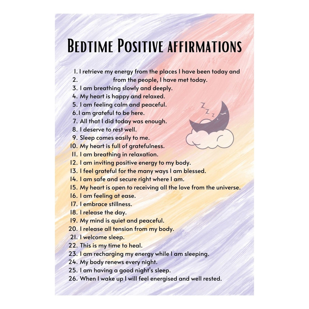 Positive Bedtime Affirmations, Digital Art, Multiple Sizes , Positive ...
