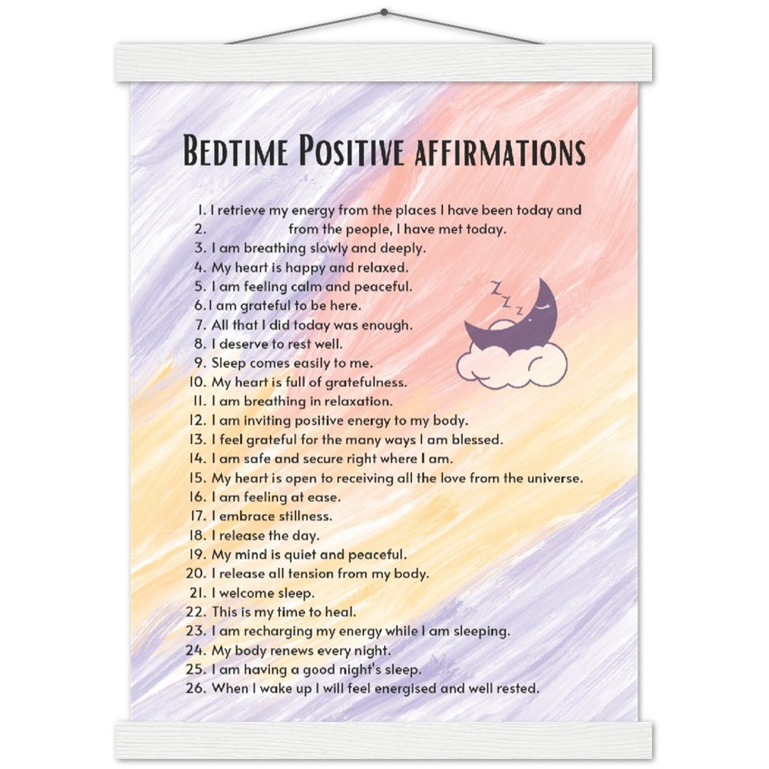 Positive Bedtime Affirmations Premium Matte Paper Poster With Hanger - Etsy
