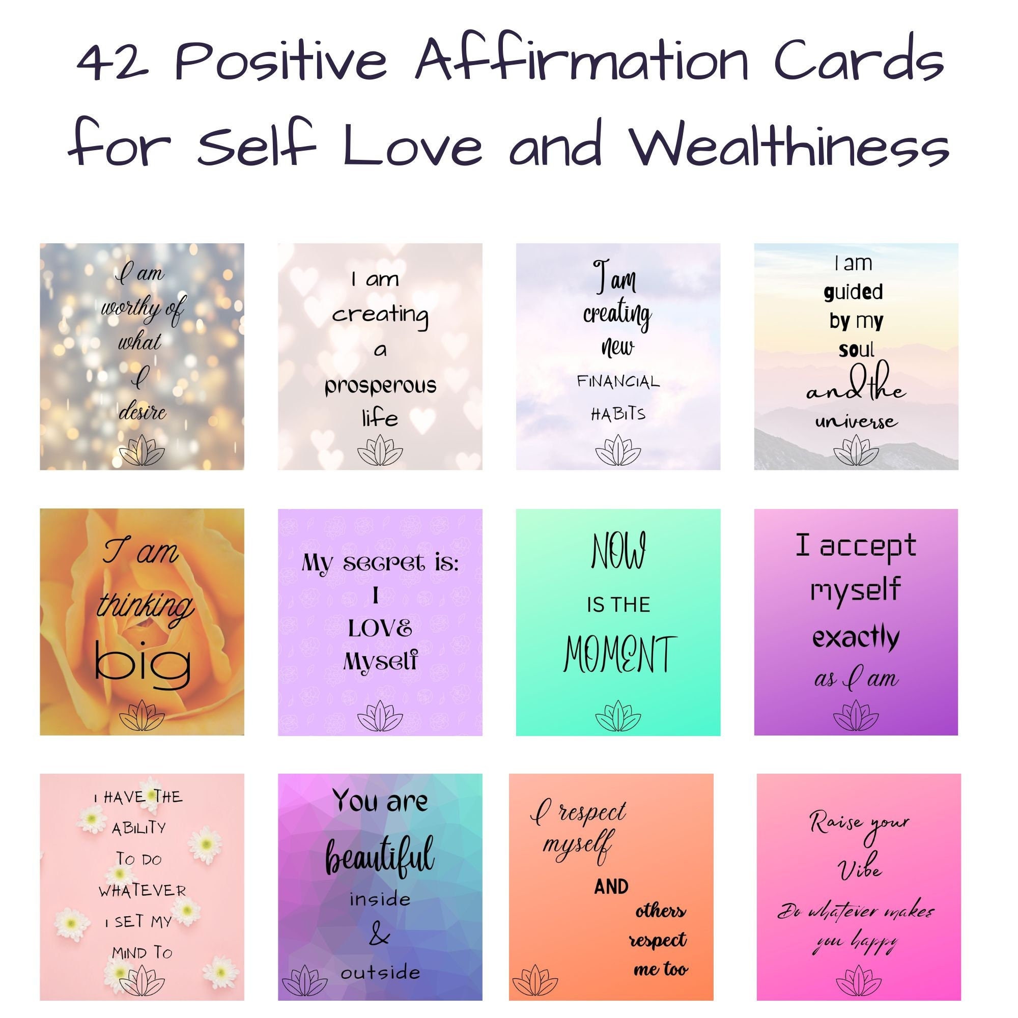 Positive Affirmations Card Deck for Self Love and Wealthiness ...