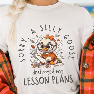 Funny Goose Lesson Plans Bella Canvas Teacher Tee, Funny Preppy Goose ...