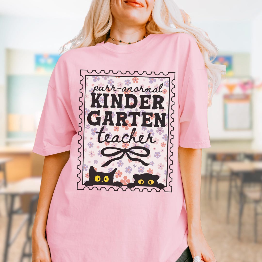 Purr-anormal Kindergarten Teacher Comfort Colors Halloween Cat Shirt - Etsy