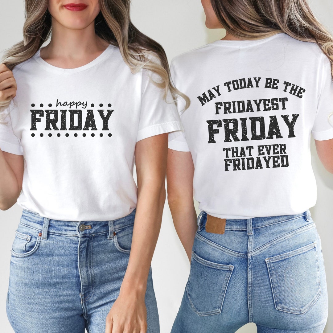 Trendy Distressed Happy Friday T-shirt, Casual Friday T-shirt for ...