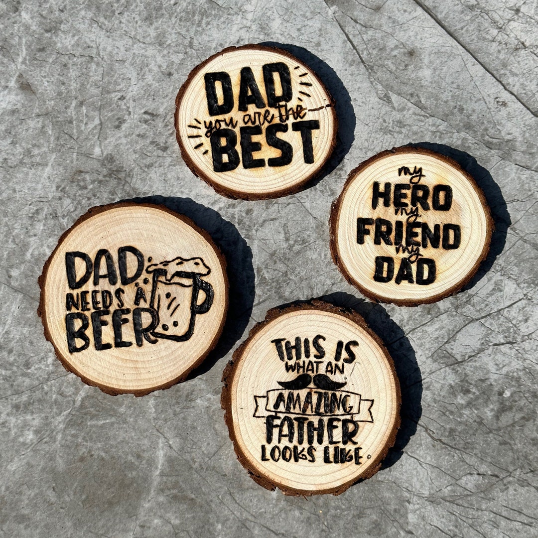 Fathers Day Wooden Log Coasters - Etsy