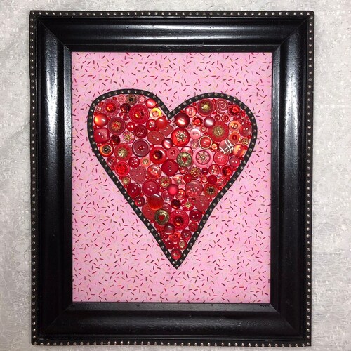 Love Heart Button Art Picture Customisable Any Colour Unique - Etsy