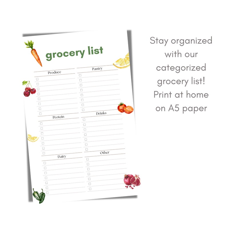 Printable Grocery List Grocery Planner Organized Shopping List - Etsy