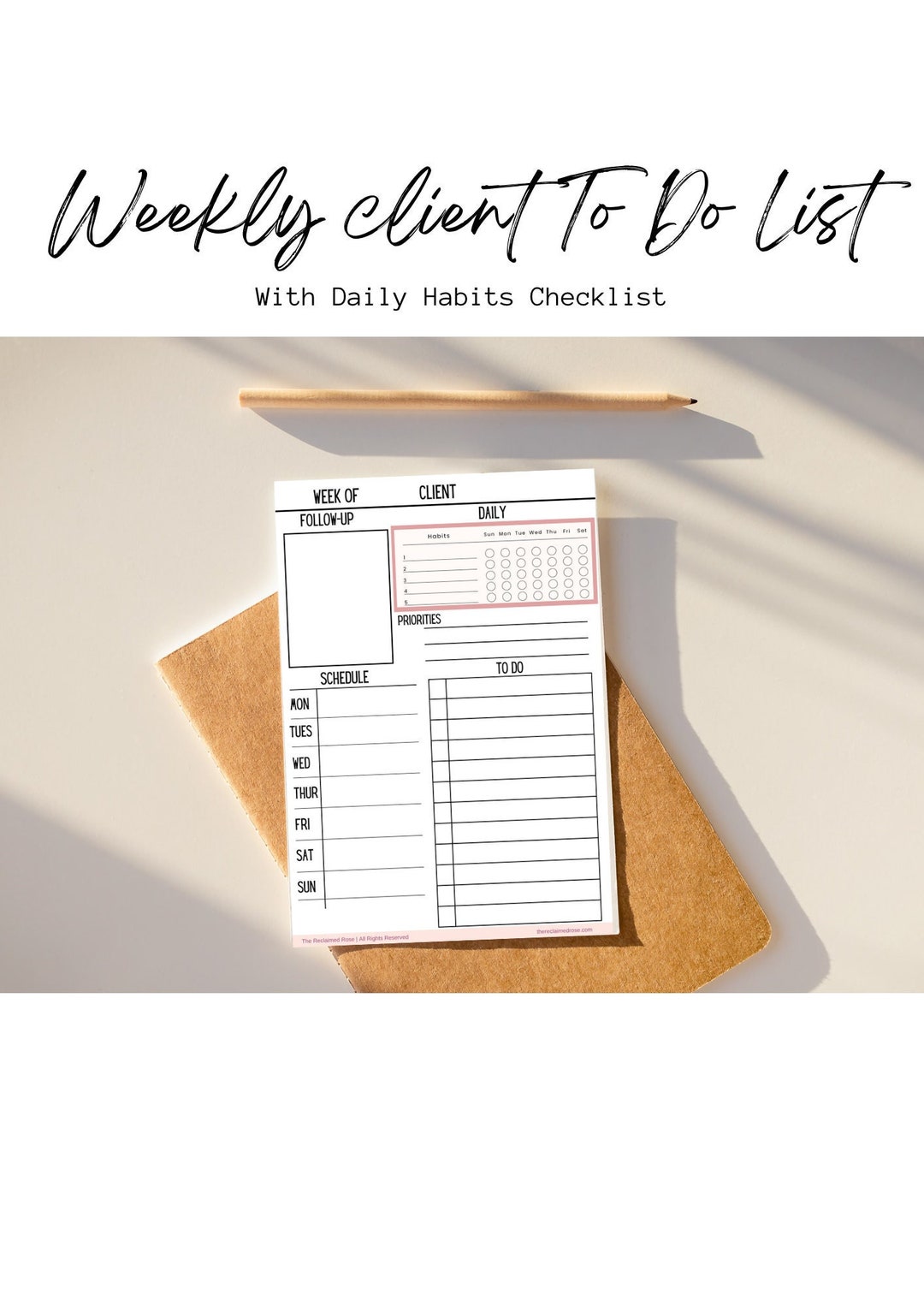 Weekly Client to Do List - Etsy