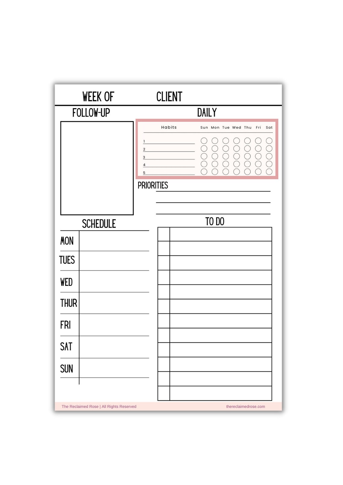 Weekly Client to Do List - Etsy