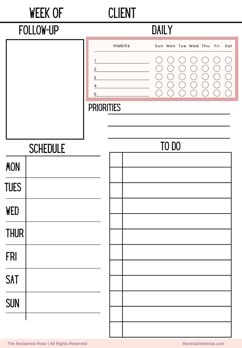 Weekly Client to Do List - Etsy