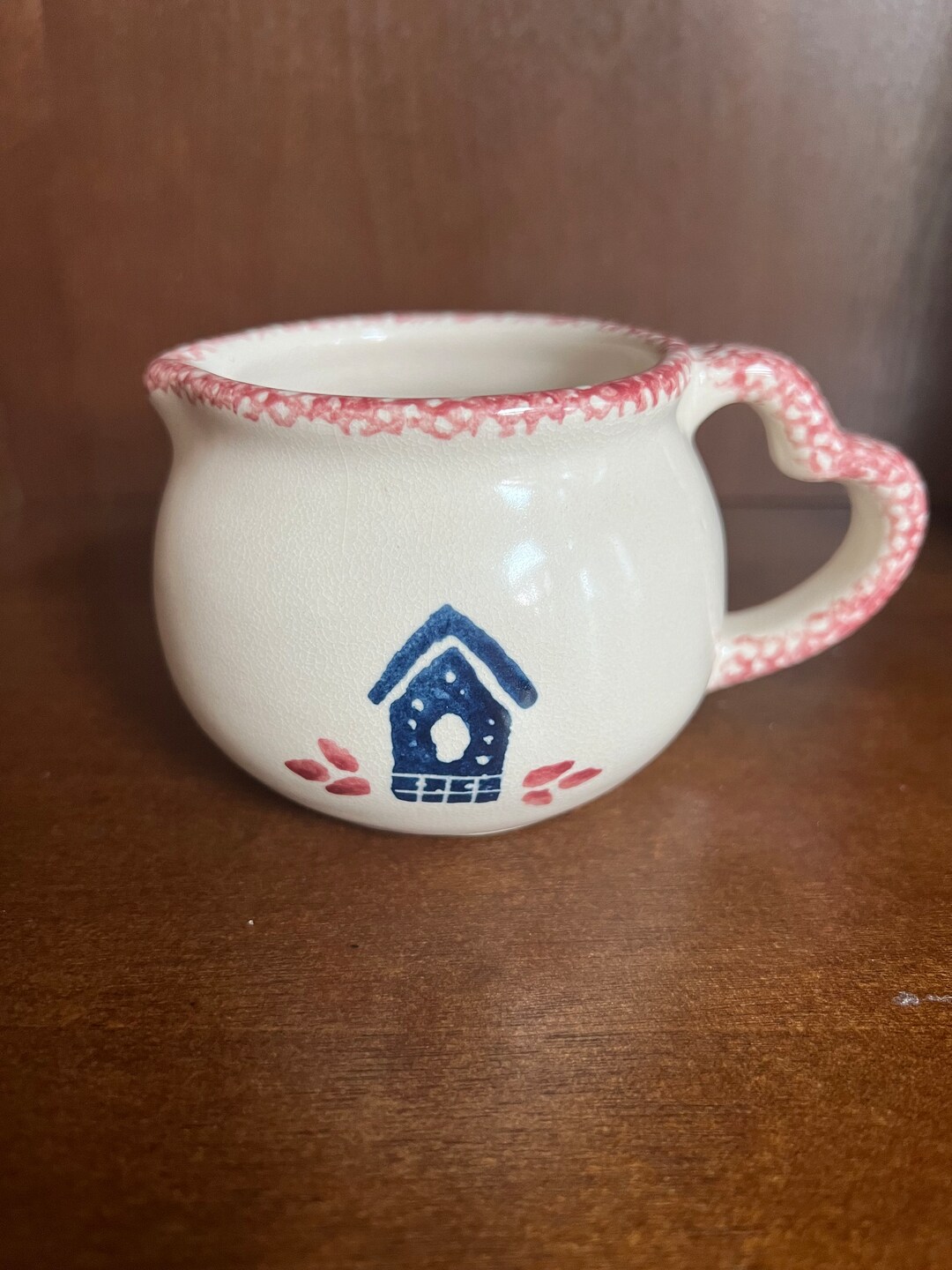 Small/mini Creamer Pitcher With Pink Heart Handle and Painted House ...