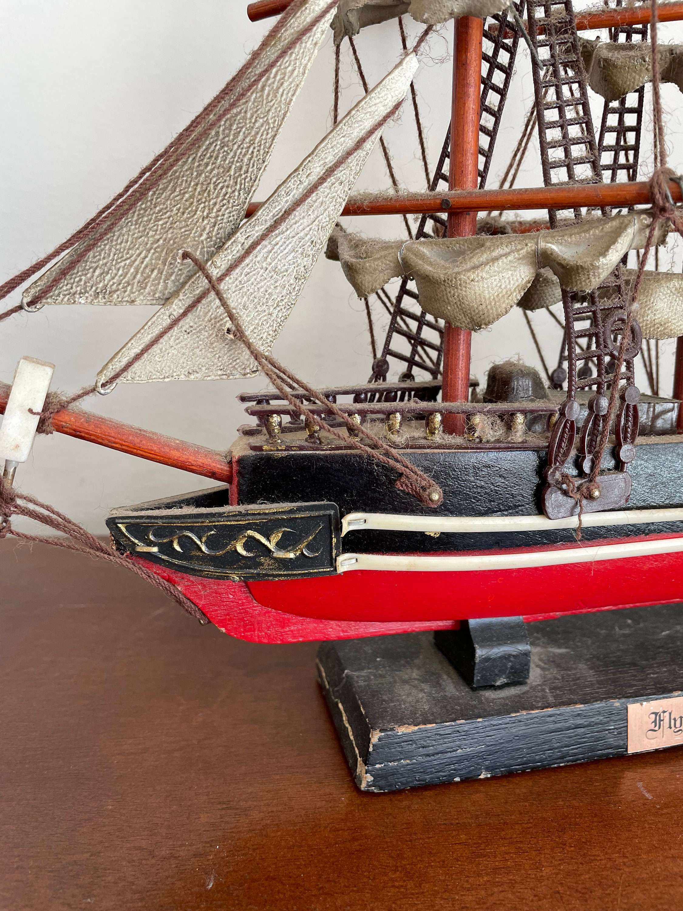 Vintage flying Cloud Wood Boat Model - Etsy