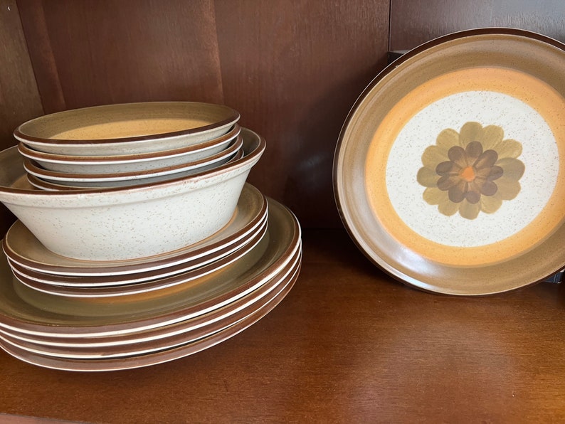 Vintage 1970s Dish Set Premiere Durastone Spice, 70s Floral Kitchenware ...