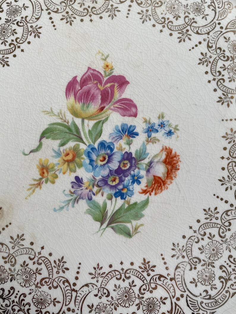 Vintage Queen Anne Serving Plate, Floral Detailed Serving Platter ...