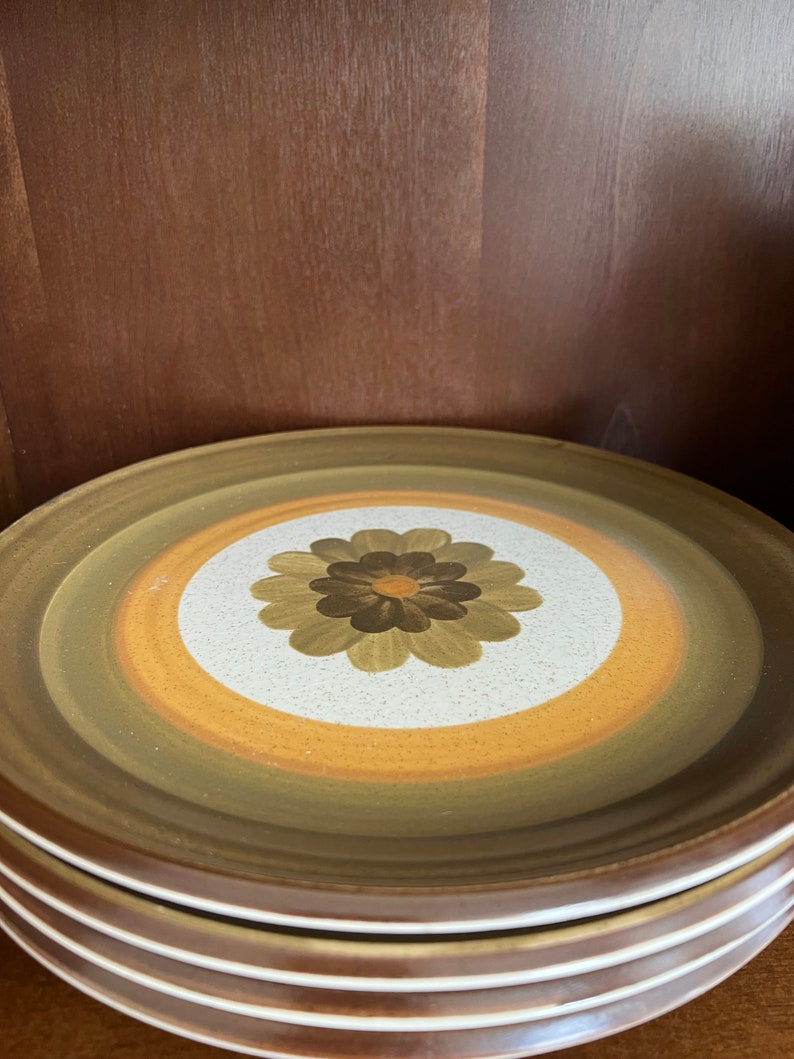 Vintage 1970s Dish Set Premiere Durastone Spice, 70s Floral Kitchenware ...