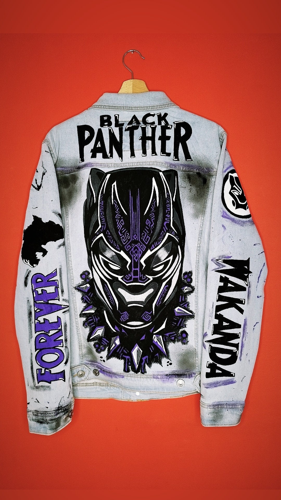 Black Panther Denim Jacket - Etsy