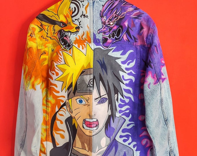 Painted Denim Jacket Hand Painted Best Gift Customized Jacket Anime Art ...