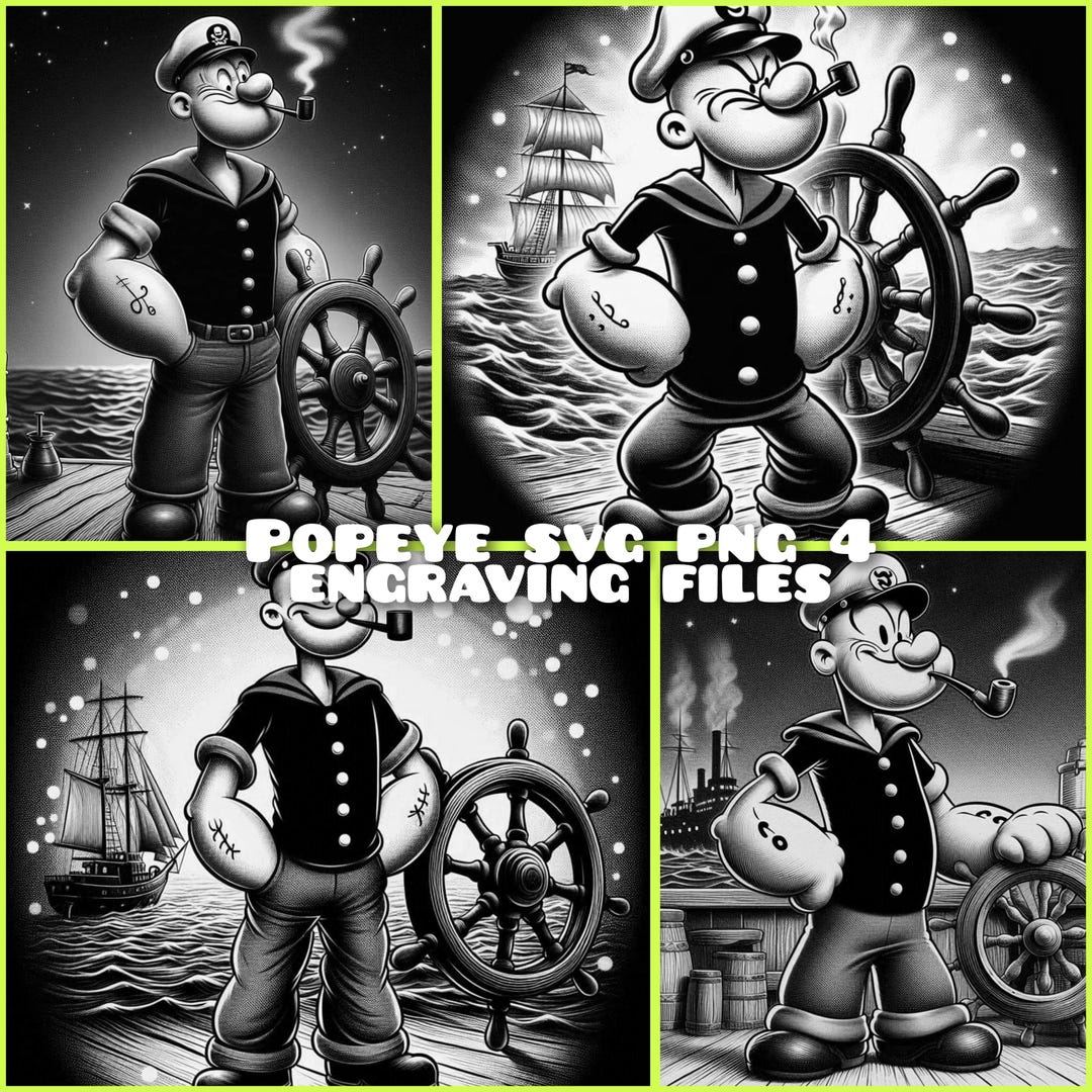 Popeye Svg Png 4 Files Engraving Laser Printing - Etsy
