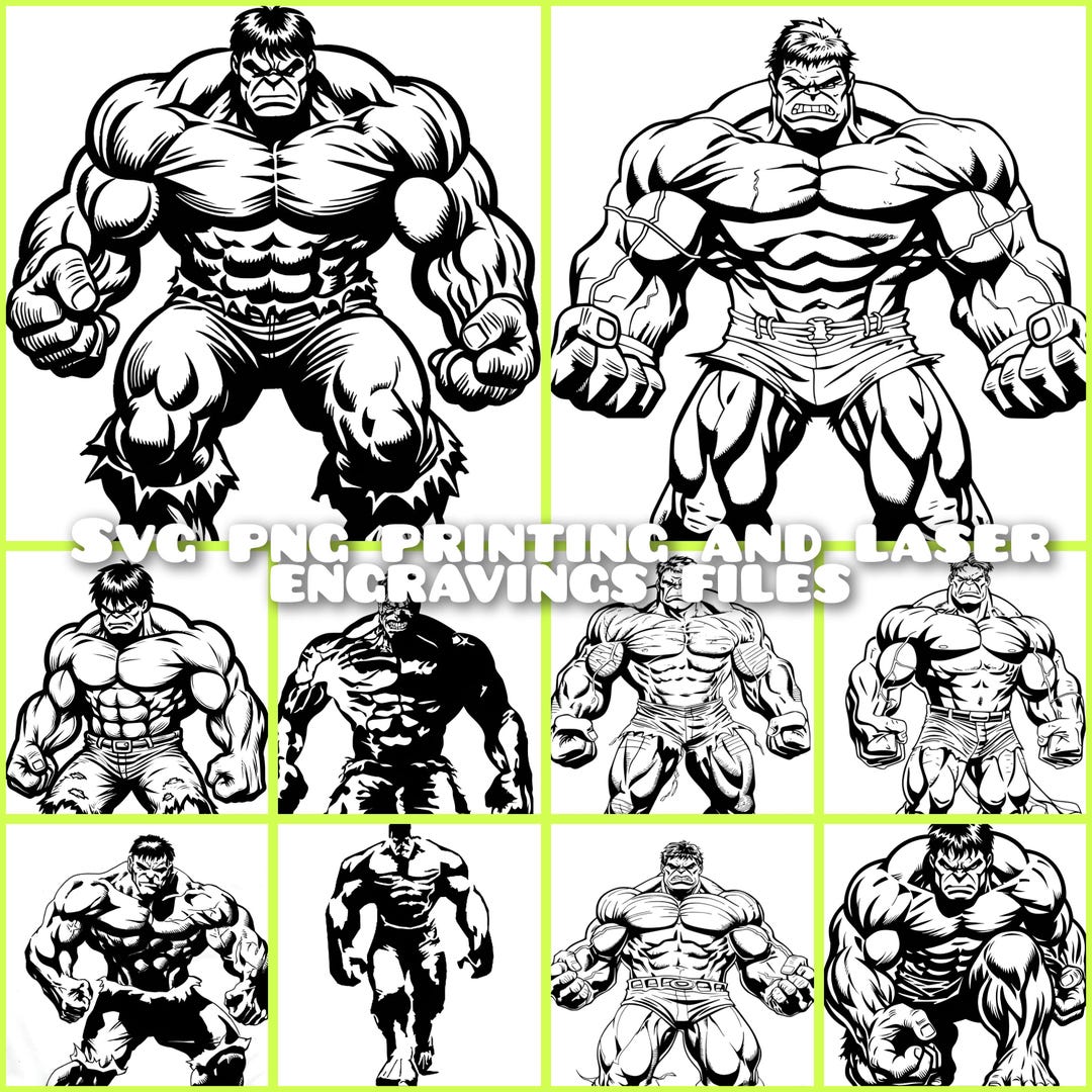 Hulk Svg Png Laser Engraving Printing Wall 10 Files - Etsy