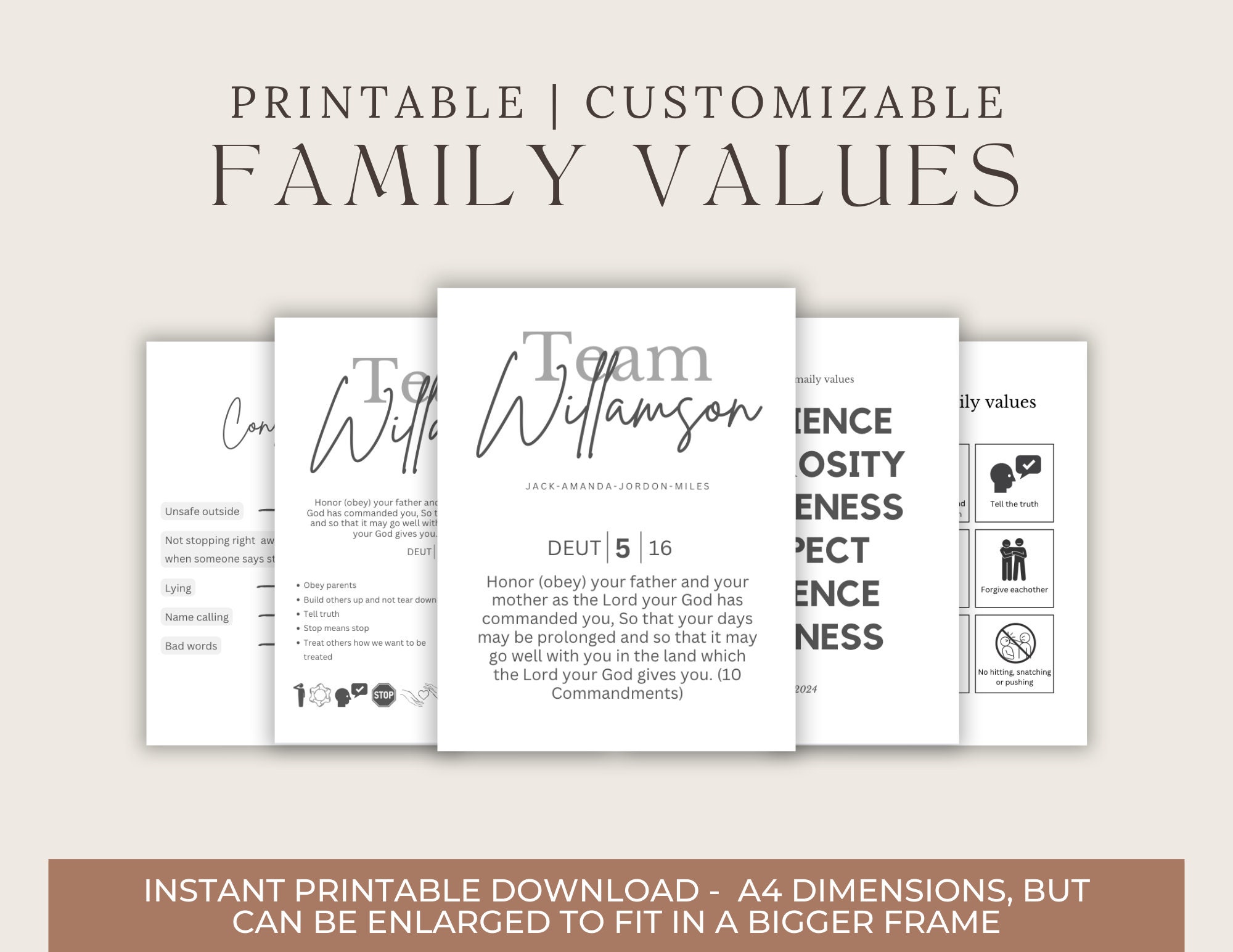 Family Values - Family Mission Statement - Digital Download Template to ...