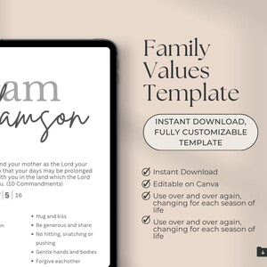 Family Values - Family Mission Statement - Digital Download Template to ...