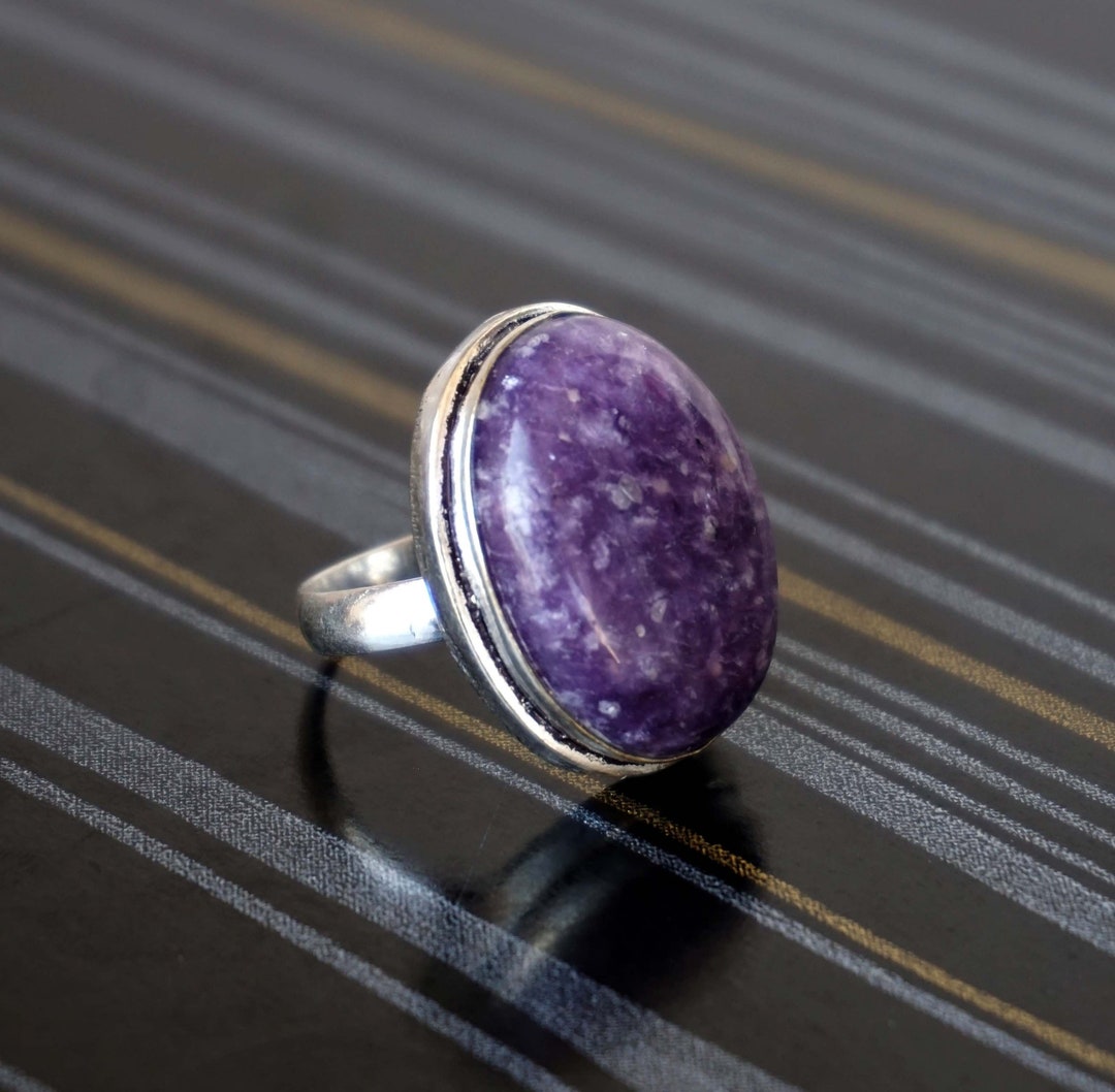 Natural Lepidolite Ring Vintage Style Handmade 925 Sterling - Etsy