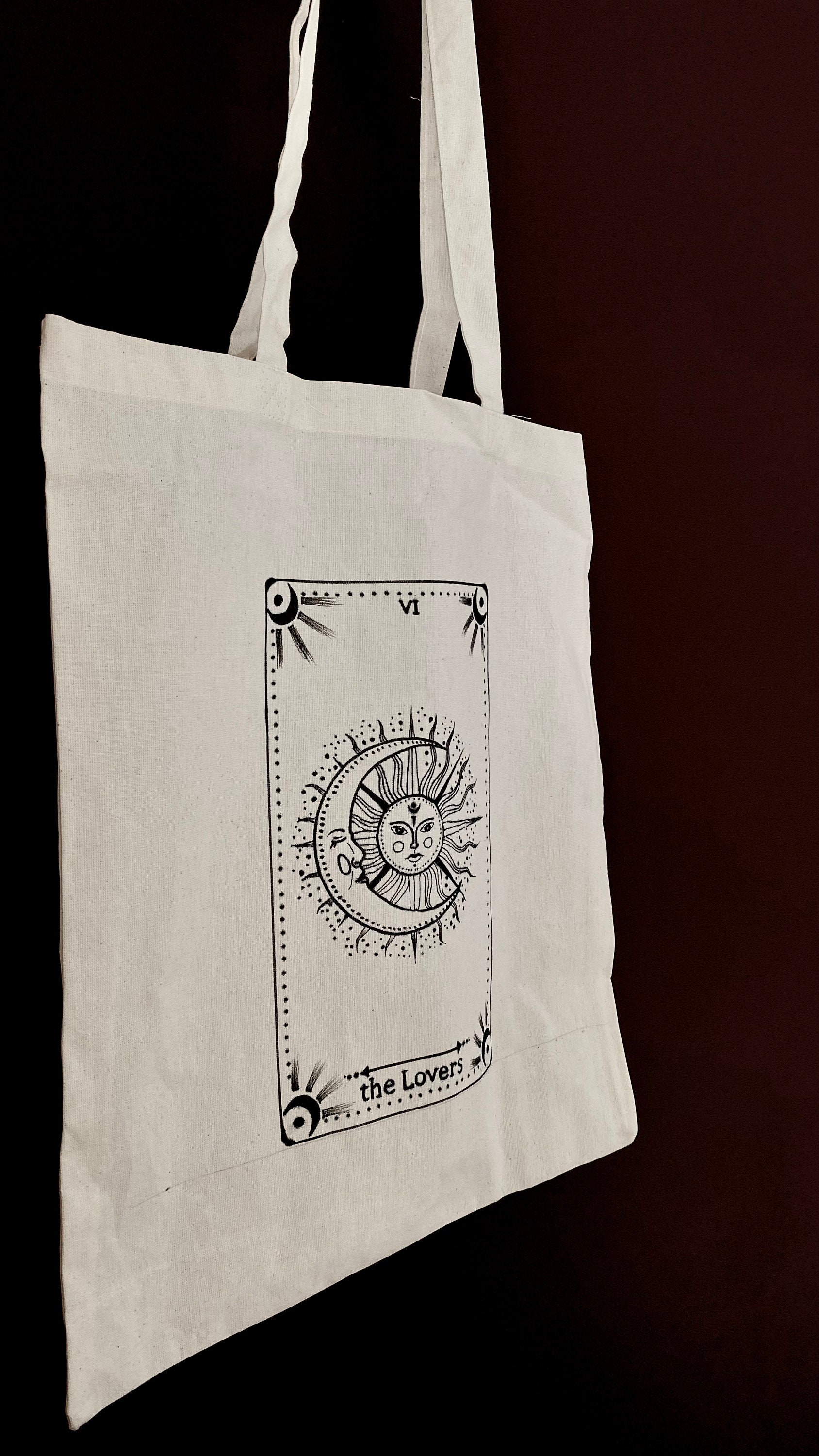 Custom Tarot Card Tote Bag/ the Lovers/ Cotton - Etsy