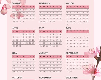 2024 Printable Floral Calendar Pink & Burgundy, Monthly Planner ...