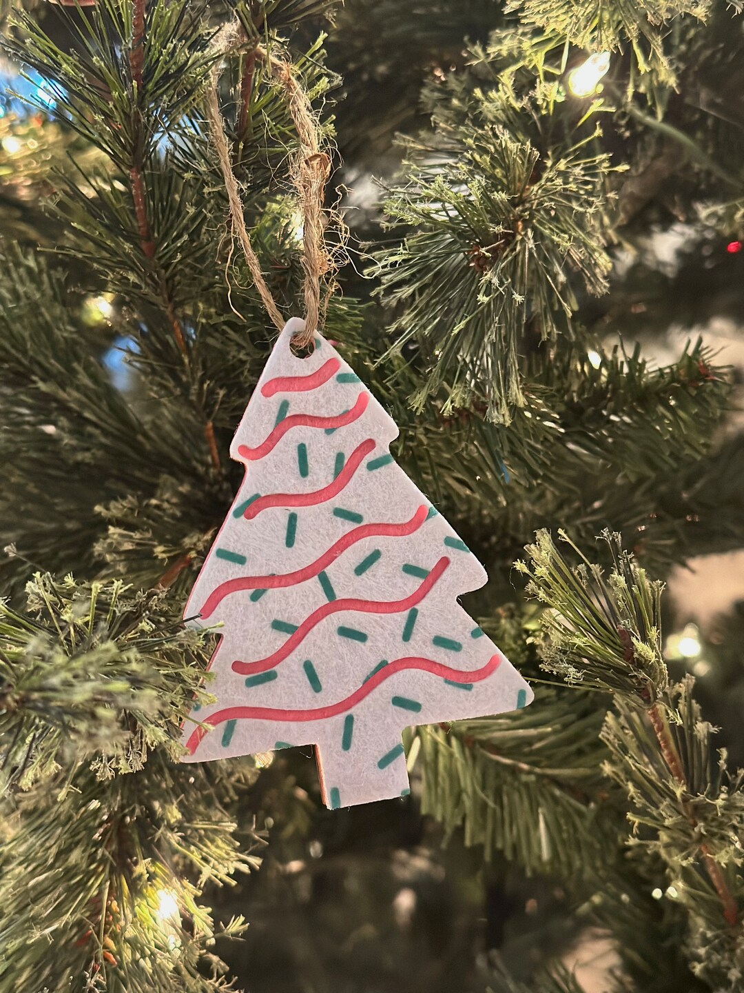 Little Debbie Pink Tree Cake Ornament, Hand Drawn, Hand Made Ornament ...