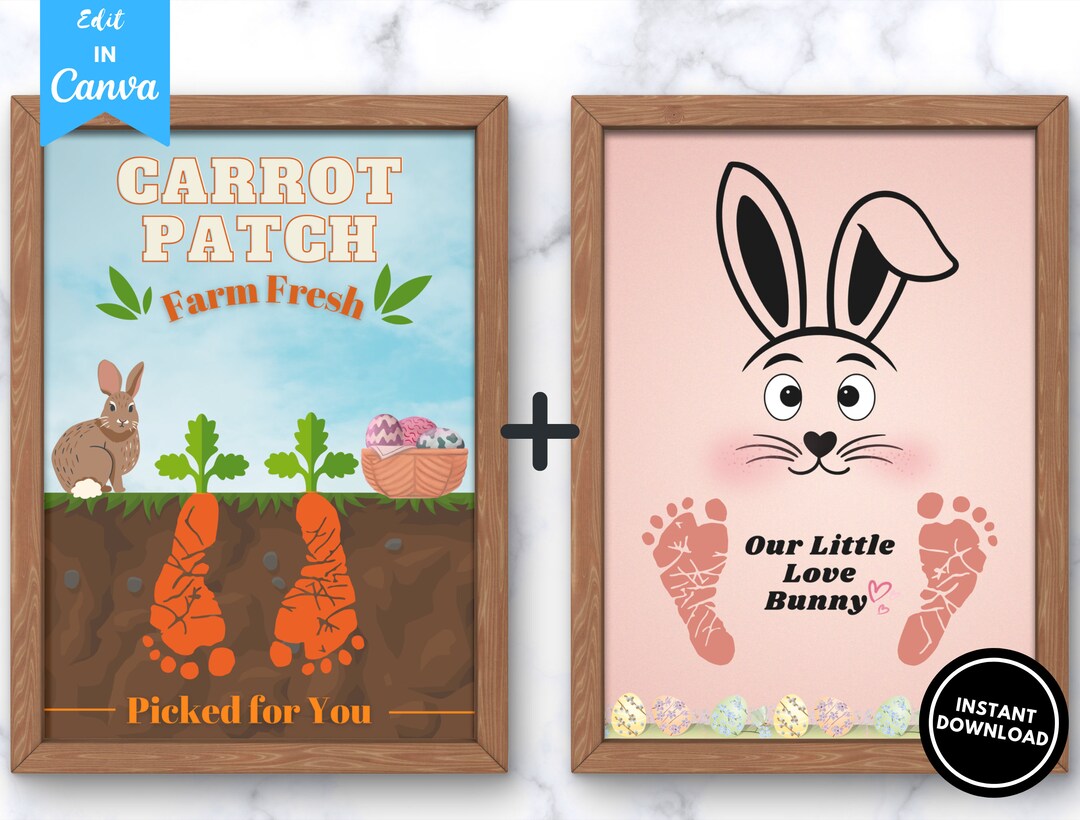 Farm Sign Carrot Patch Easter, Footprint Feet Art Craft, Kids Baby ...