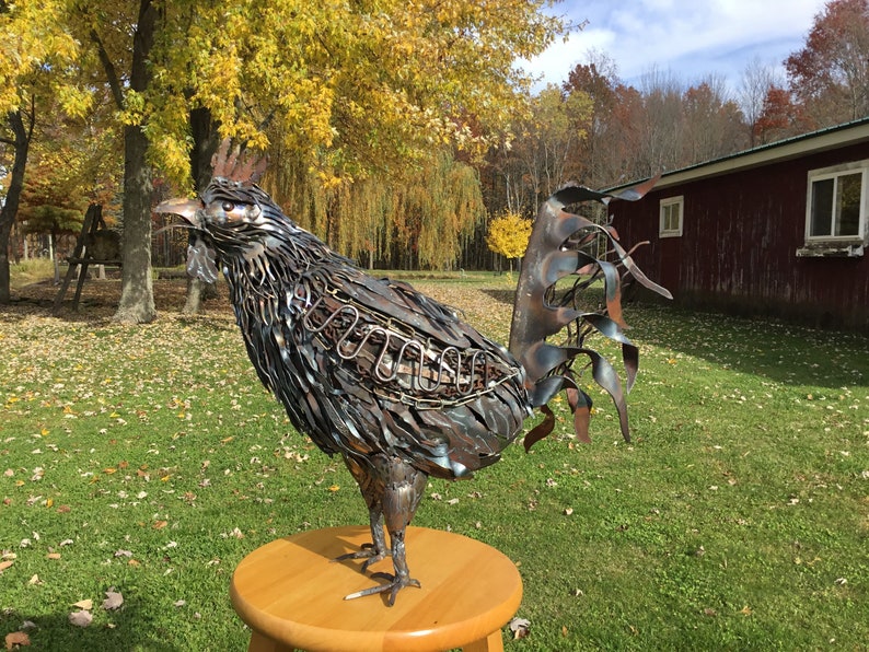 Hand Made Scrap Metal Art Rooster Sculpture Life Sized - Etsy