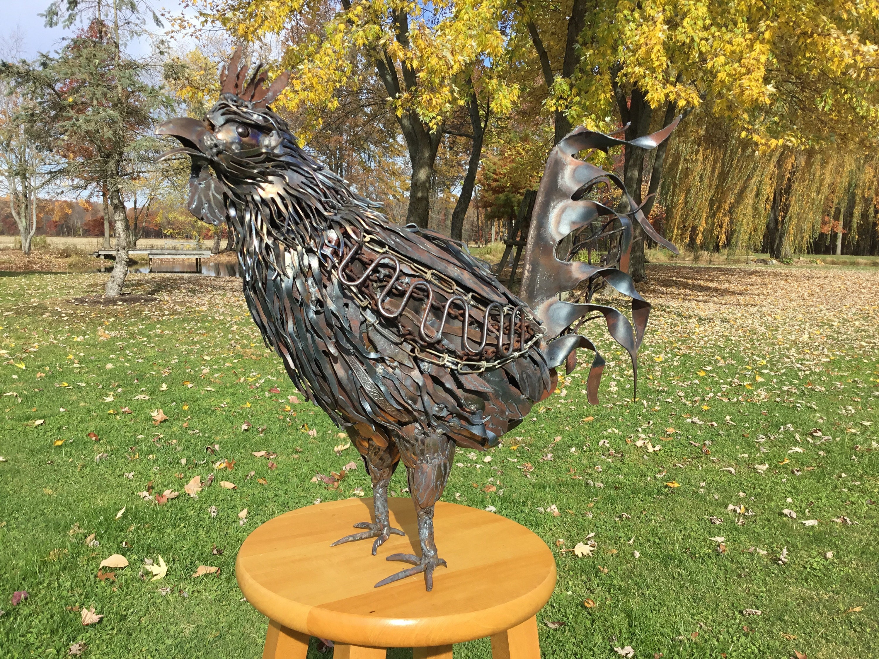 Hand Made Scrap Metal Art Rooster Sculpture Life Sized - Etsy