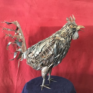 Hand Made Scrap Metal Art Rooster Sculpture Life Sized - Etsy