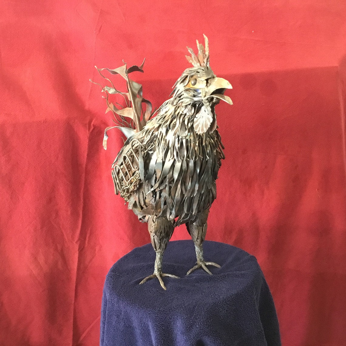 Hand Made Scrap Metal Art Rooster Sculpture Life Sized - Etsy