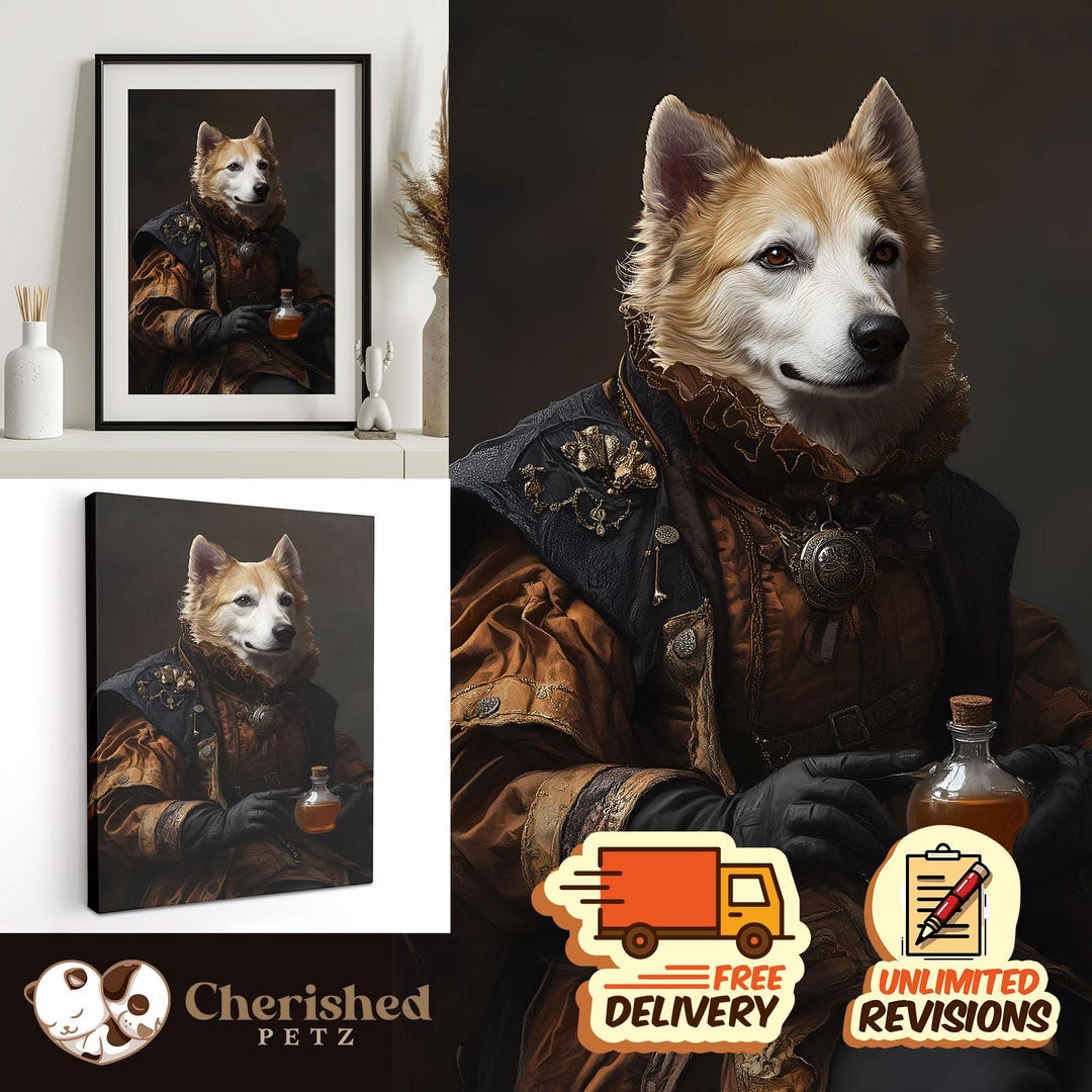 Renaissance Custom Pet Portrait Alchemist, Pet Art Canvas Poster Print ...