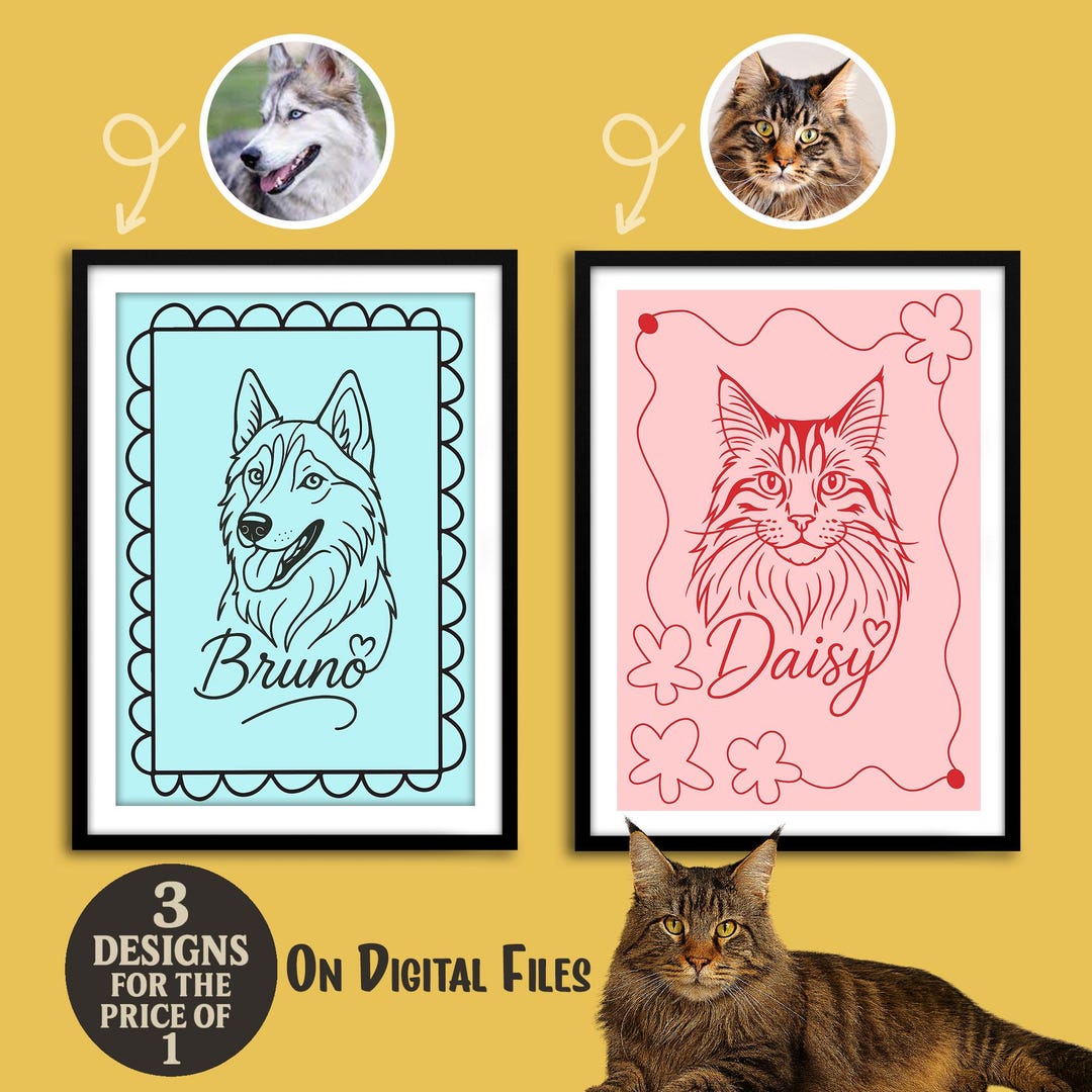 Pet Line Drawing Portrait Custom Pet Sketch Pet Drawing Custom Dog Line ...