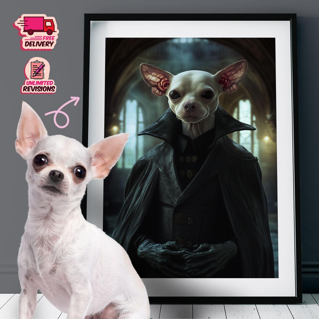 Custom Pet Portrait Nosferatu Gothic Vampire, Pet Art Canvas Poster ...