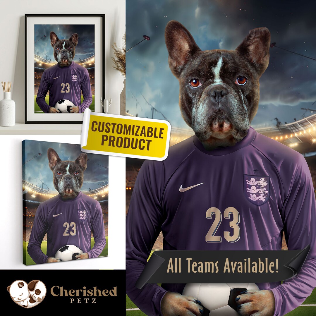 Custom Pet Portrait: Soccer Player Art, Pet Memorial Gift - Etsy