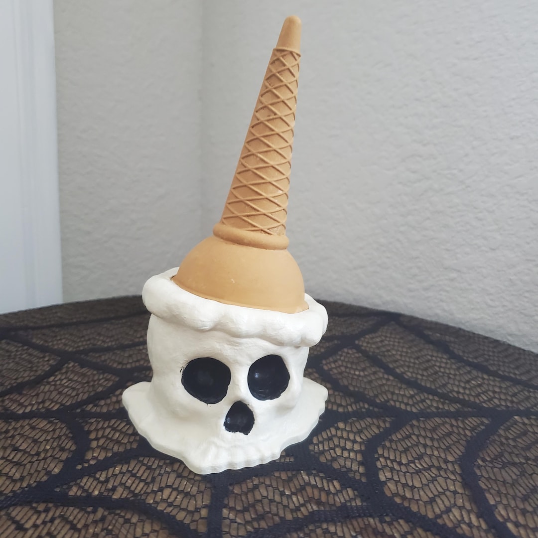Skull Ice Cream Cone - Plain Vanilla - Etsy