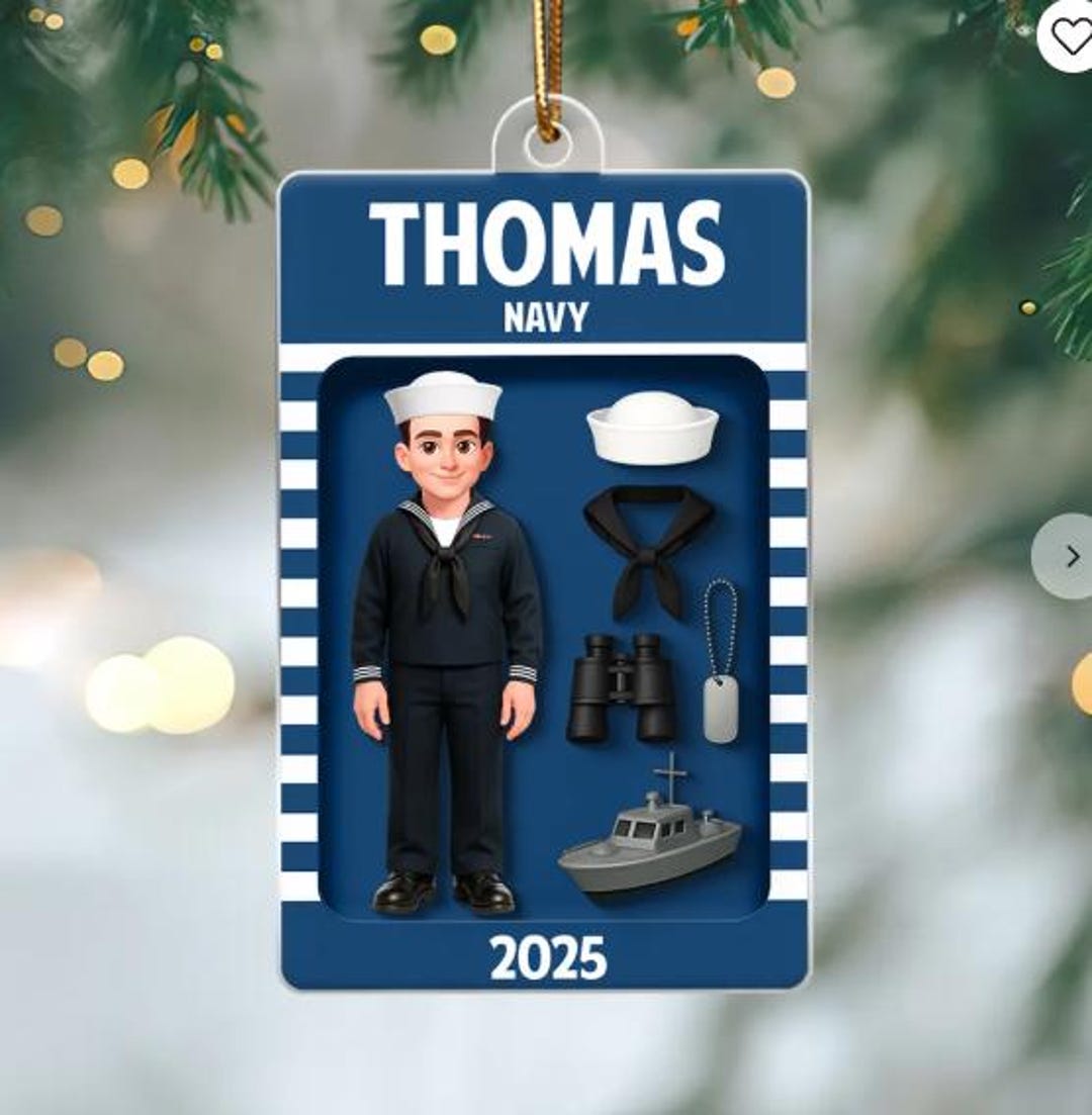 Navy Action Figure Personalized Acrylic Ornament, Best Gift Idea for ...