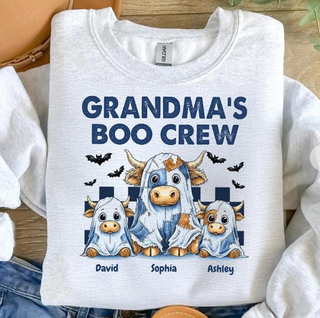 Grandma's Boo Crew Highland Cow Cozy Fall Vibe Personalized Highland ...