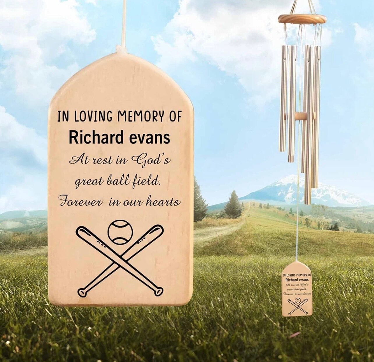 Baseball Player Personalized Memorial Wind Chime, at Rest in God's ...