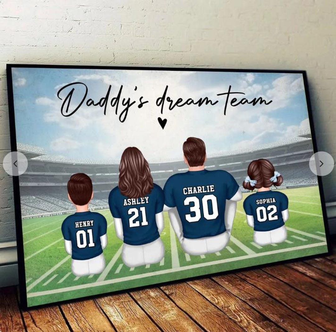 Digital File of Daddy's Team Football Family Sitting Back View Unframe ...