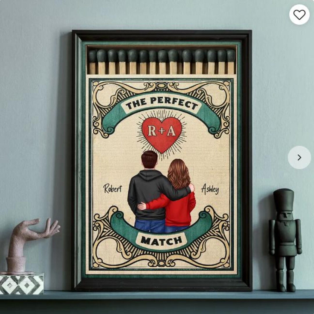 Retro Vintage Nostalgia Romance the Perfect Match Couple Matchbox ...