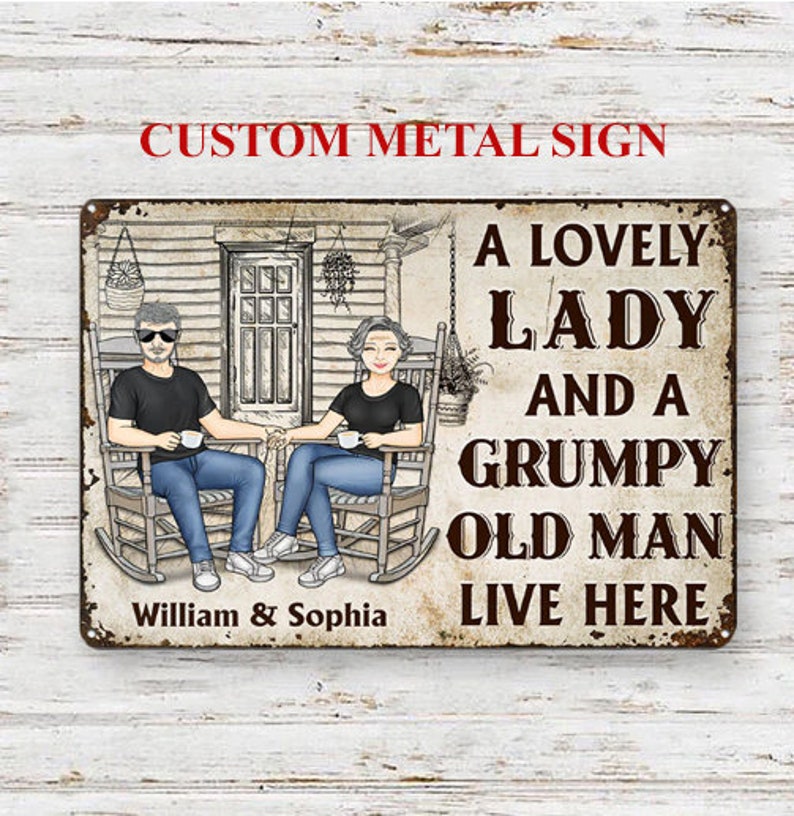 Digital File Couple A Lovely Lady and A Grumpy Old Man Live Here Metal ...