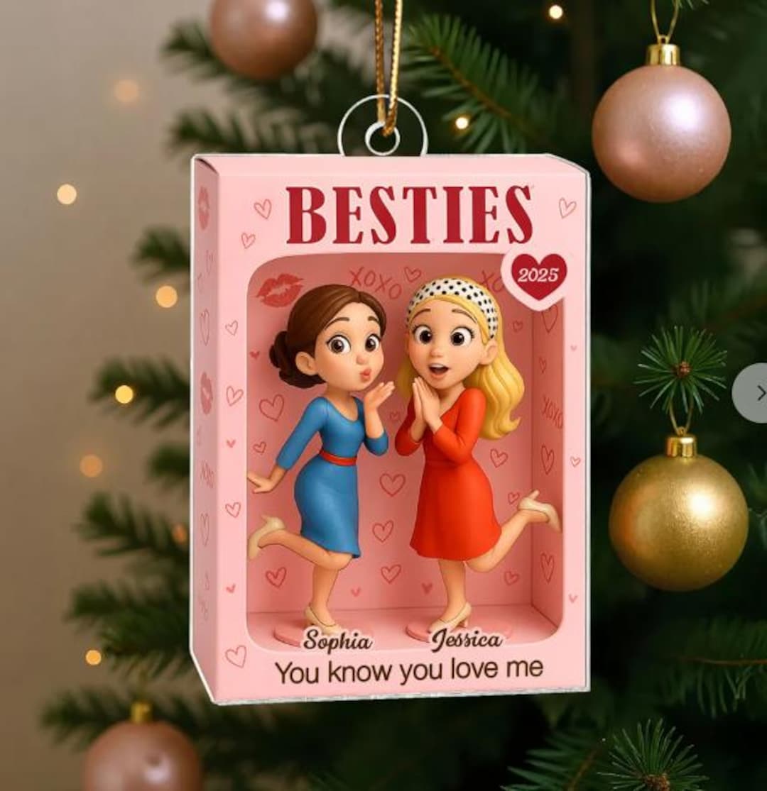 2D Besties XOXO Pretty Girls Toy Box Style Acrylic Ornament, Christmas ...